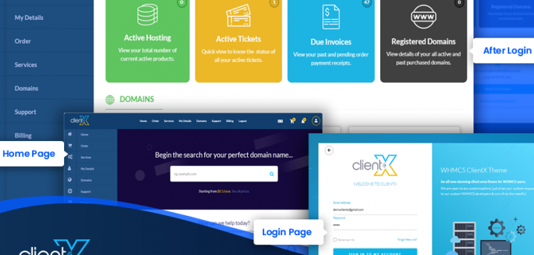 Download ClientX - WHMCS Client Area Theme - V3.2.7 NULLED